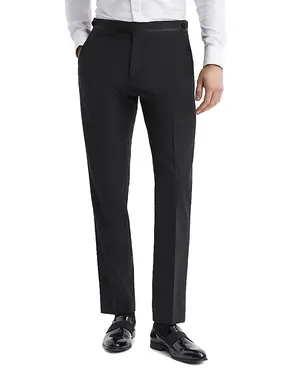 REISS Poker Satin Trim Tuxedo Pants - Black