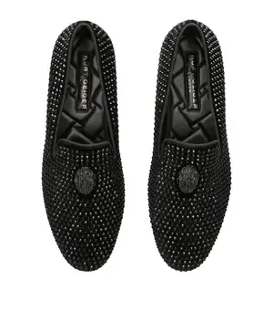 Kurt Geiger Embellished Ace Studded Loafers - Black