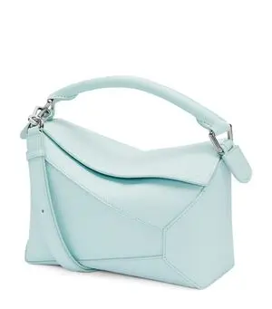 Loewe Loewe Small Leather Puzzle Edge Top-Handle Bag Blue