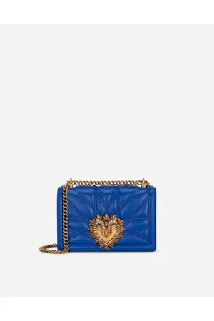 Dolce & Gabbana Medium Devotion Bag In Quilted Nappa Leather Blue