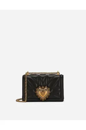 Dolce & Gabbana Medium Devotion Bag In Quilted Nappa Leather Black
