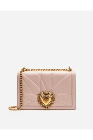 Dolce & Gabbana Large Devotion Bag In Quilted Nappa Leather Pink