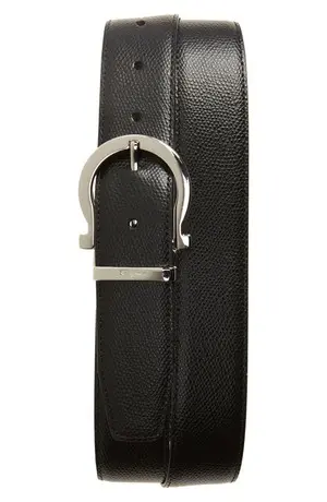 FERRAGAMO FERRAGAMO Reversible Textured Belt Nero