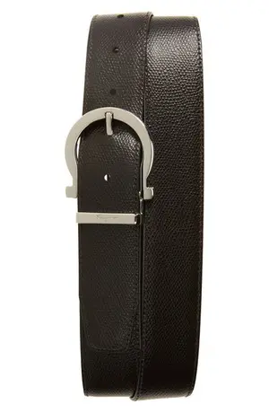 FERRAGAMO Reversible Textured Belt - Nero