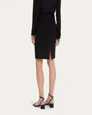 Giorgio Armani Silk Cady Pencil Skirt - Solid Black