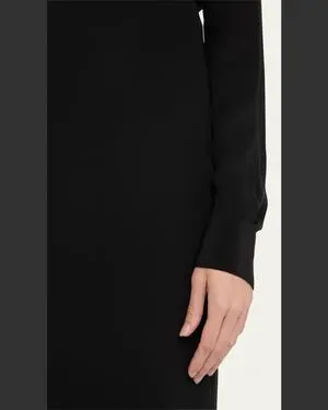 Giorgio Armani Silk Cady Pencil Skirt - Solid Black