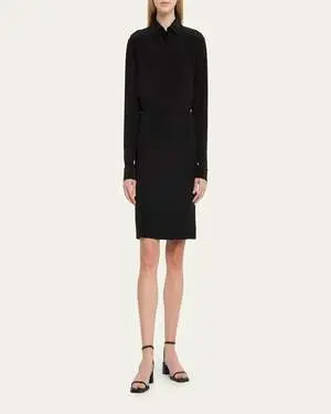 Giorgio Armani Silk Cady Pencil Skirt - Solid Black