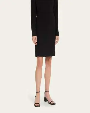 Giorgio Armani Silk Cady Pencil Skirt - Solid Black