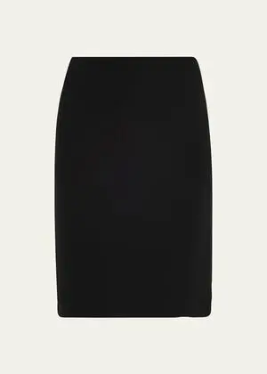 Giorgio Armani Silk Cady Pencil Skirt - Solid Black
