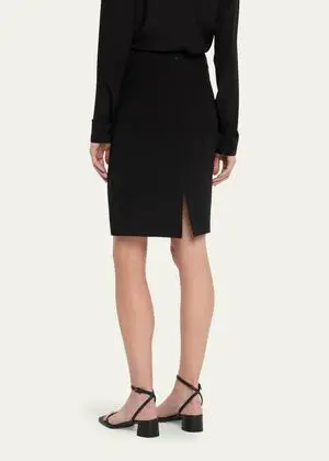 Giorgio Armani Silk Cady Pencil Skirt - Solid Black