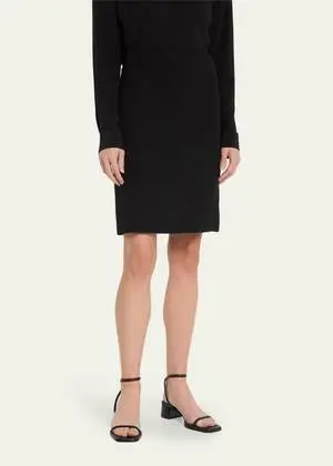 Giorgio Armani Silk Cady Pencil Skirt - Solid Black
