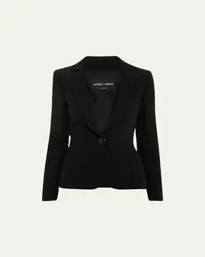 Giorgio Armani Cady Tailored Blazer - Solid Black