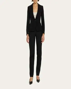 Giorgio Armani Cady Tailored Blazer - Solid Black