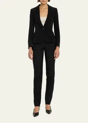 Giorgio Armani Cady Tailored Blazer - Solid Black