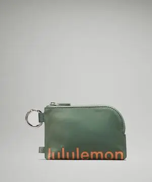 Lululemon Clippable Card Pouch Grey Eucalyptus/coral Kiss