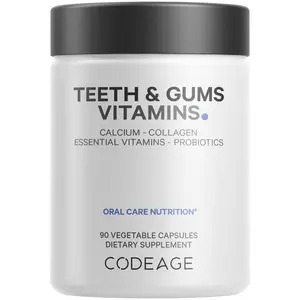 CODEAGE Teeth & Gums Vitamins + Oral Probiotics Supplement For Mouth - White