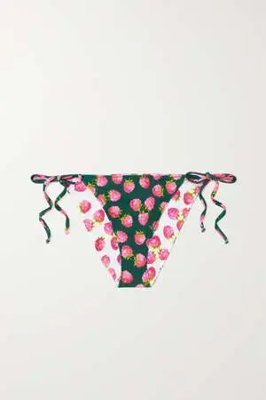 La DoubleJ La DoubleJ Printed Bikini Briefs With Side Ties Dark Green
