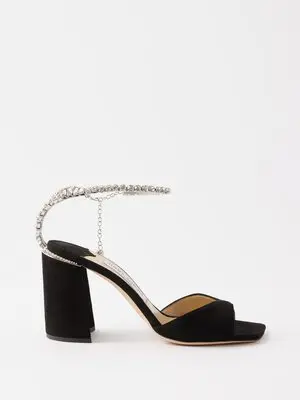 JIMMY CHOO Crystal-embellished Suede Pumps - Black