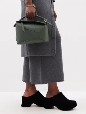 Loewe Puzzle Mini Leather Cross-body Bag Green