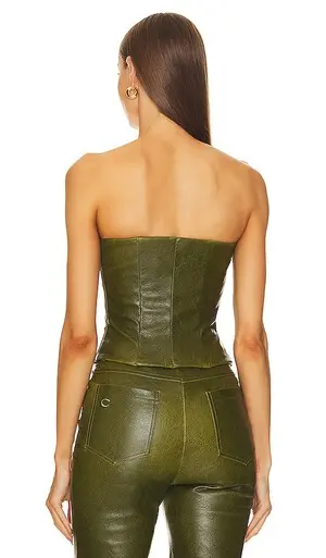 CULTNAKED Killa Faux Leather Bandeau Top In Green - Peridot
