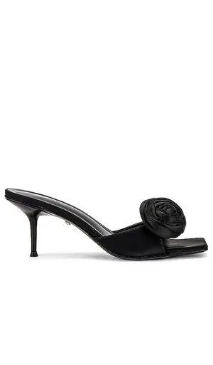 Raye RAYE Rosette Mule With Satin Upper And Square Toe Black