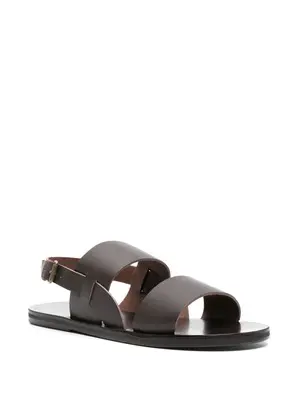 ANCIENT GREEK SANDALS Irodotos Leather Flat Sandals - Brown