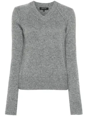 Barbara Bui V-neck Ladder-stitch Jumper - Grey