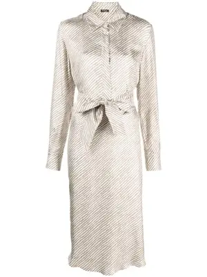 Kiton Abstract-print Silk Shirt Dress - Brown