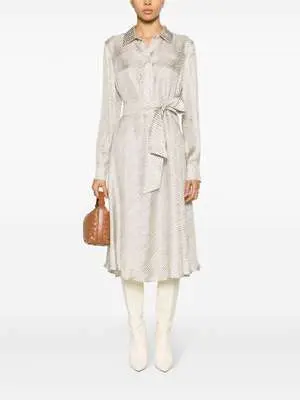 Kiton Abstract-print Silk Shirt Dress - Brown