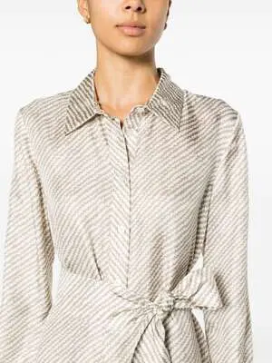Kiton Abstract-print Silk Shirt Dress - Brown
