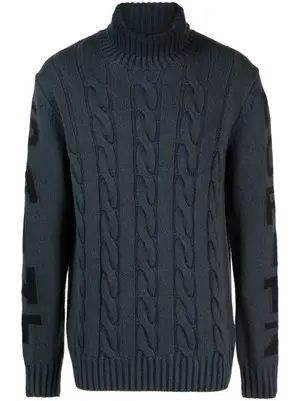 MC2 SAINT BARTH Logo-jacquard Fisherman's-knit Jumper - Black