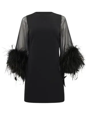 Alice + Olivia Izola Feathered Minidress - Black