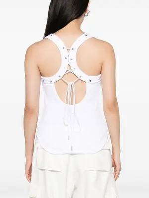 Attico Eyelet-embellished Ribbed Tank Top - White