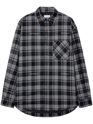 Off-White Logo-embroidered Checked Padded Shirt - Grey