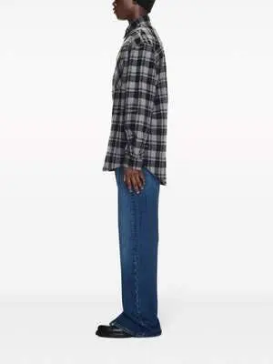 Off-White Logo-embroidered Checked Padded Shirt - Grey