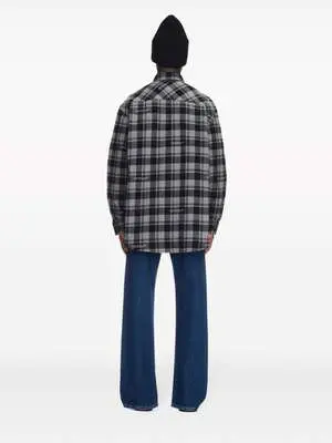 Off-White Logo-embroidered Checked Padded Shirt - Grey