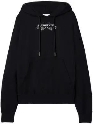 Off-White Tattoo Bandana Embroidery Cotton Hoodie - Black
