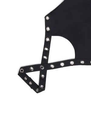Off-White Eyelet-embellished Halterneck Swimsuit