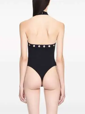 Off-White Eyelet-embellished Halterneck Swimsuit
