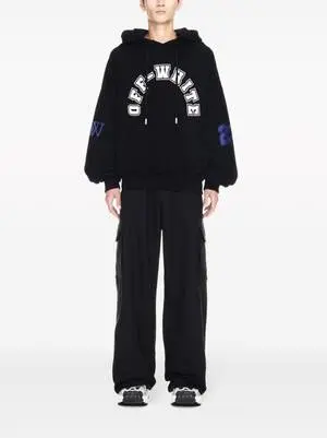 Off-White Football-print Cotton Hoodie - Black
