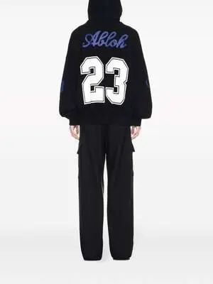 Off-White Football-print Cotton Hoodie - Black