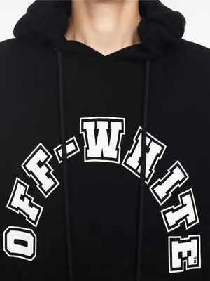 Off-White Football-print Cotton Hoodie - Black