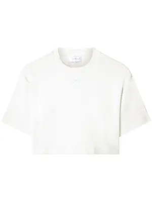 Off-White Logo-embroidered Cropped T-shirt - White