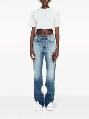 Off-White Logo-embroidered Cropped T-shirt - White