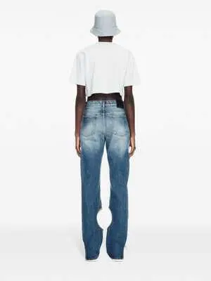 Off-White Logo-embroidered Cropped T-shirt - White