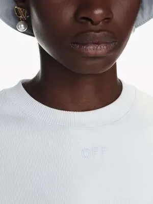 Off-White Logo-embroidered Cropped T-shirt - White