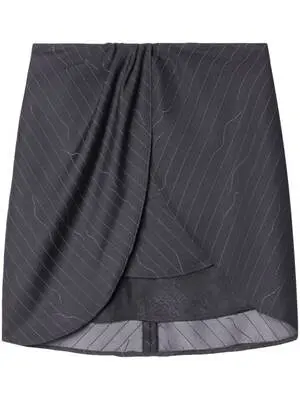 Off-White Pinstripe Draped Miniskirt - Grey