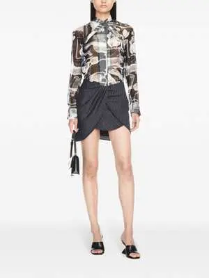 Off-White Pinstripe Draped Miniskirt - Grey