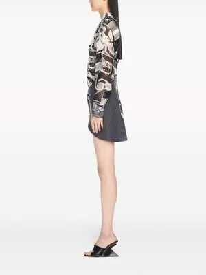 Off-White Pinstripe Draped Miniskirt - Grey