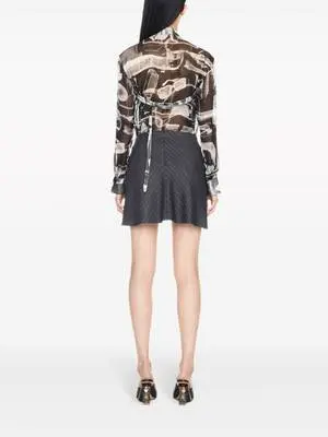 Off-White Pinstripe Draped Miniskirt - Grey